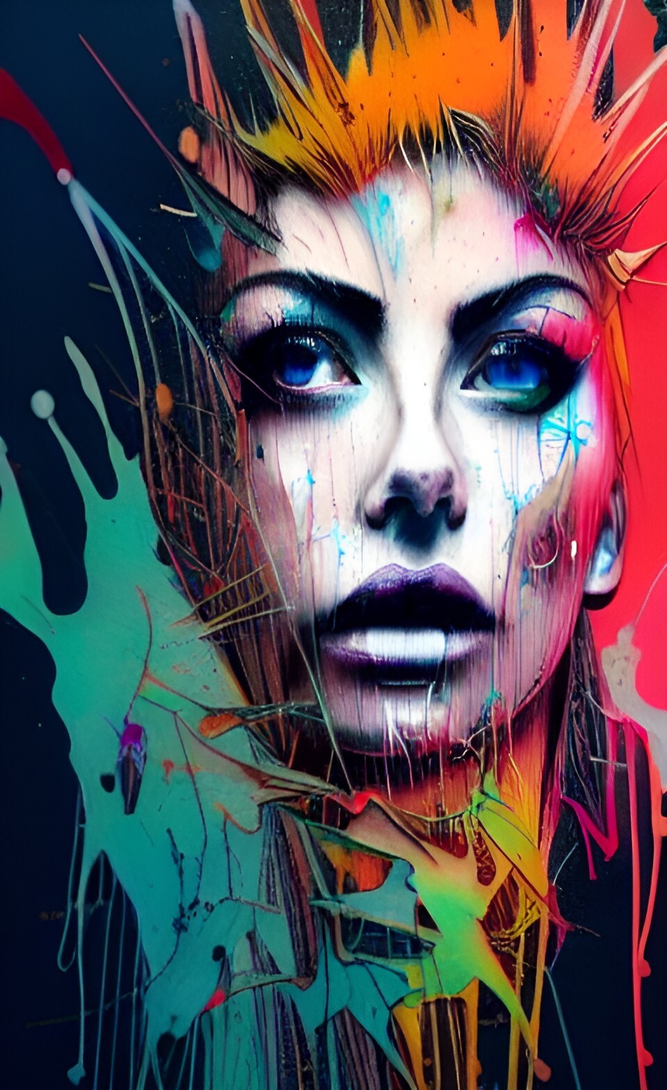 ArtStation - Splash Girl Punky Colored 700 jpg wombo art | Artworks