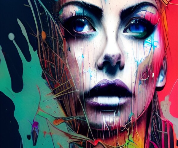 ArtStation - Splash Girl Punky Colored 700 jpg wombo art | Artworks