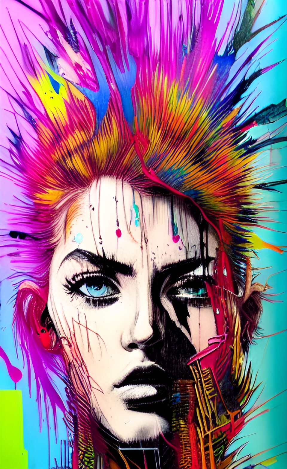 ArtStation - Splash Girl Punky Colored 700 jpg wombo art | Artworks