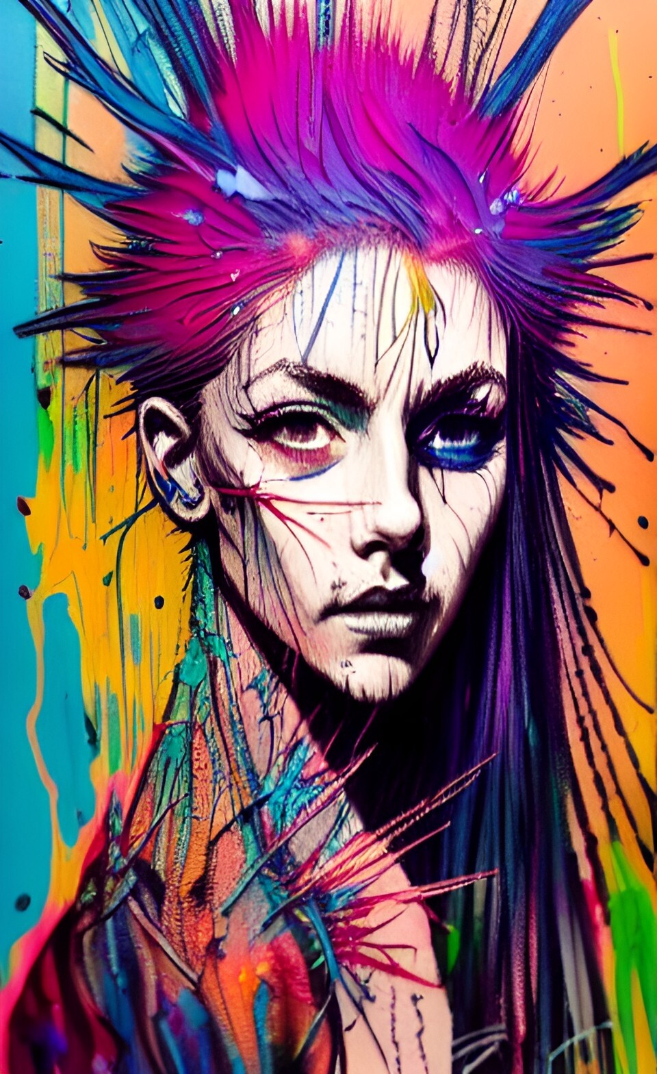 ArtStation - Splash Girl Punky Colored 700 jpg wombo art | Artworks