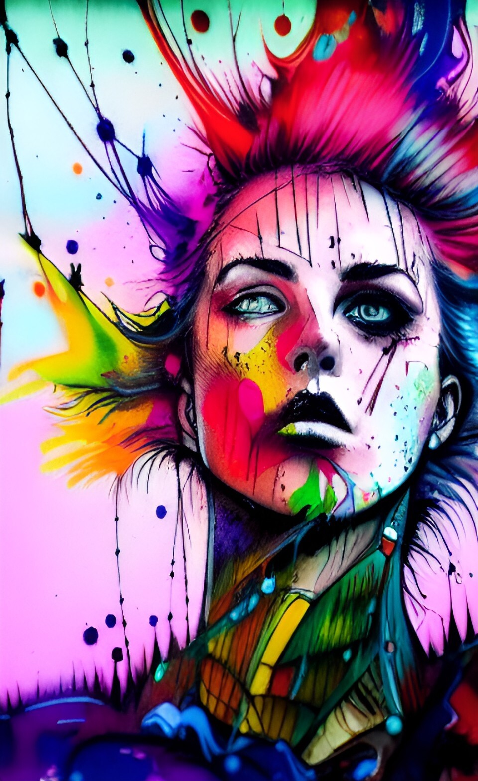 ArtStation - Splash Girl Punky Colored 700 jpg wombo art | Artworks