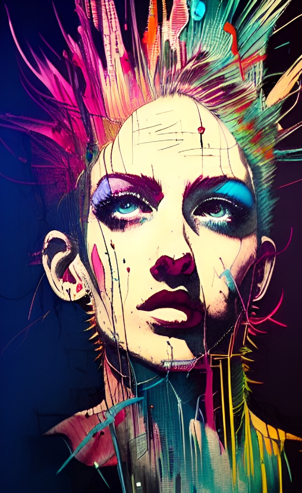 ArtStation - Splash Girl Punky Colored 700 jpg wombo art | Artworks