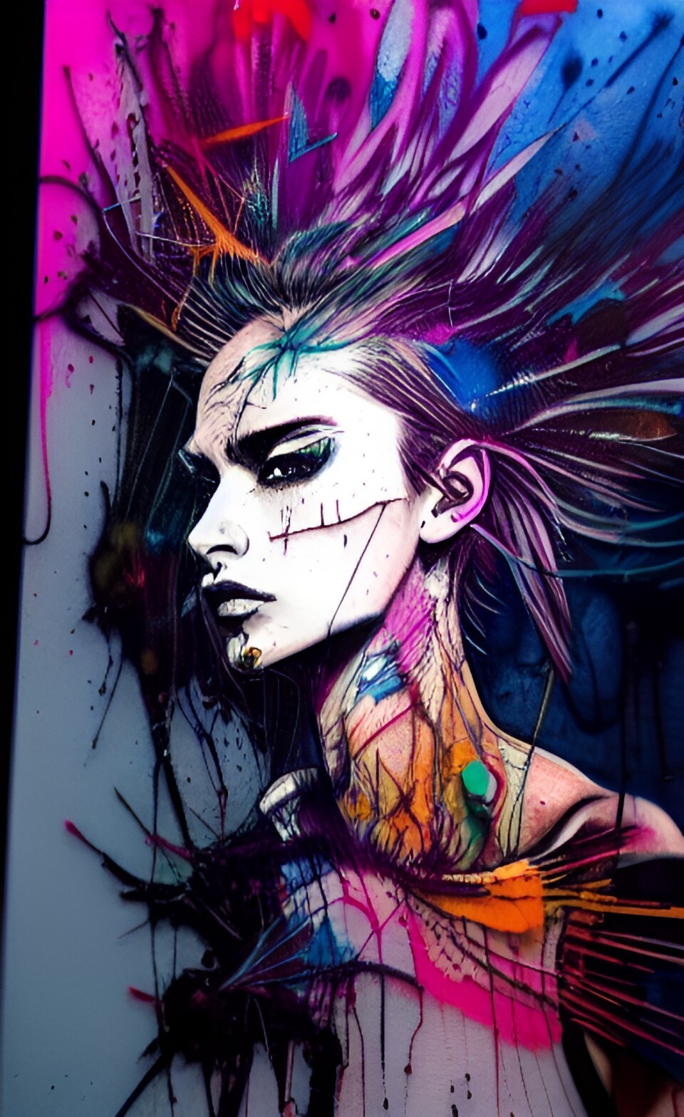 ArtStation - Splash Girl Punky Colored 700 jpg wombo art | Artworks