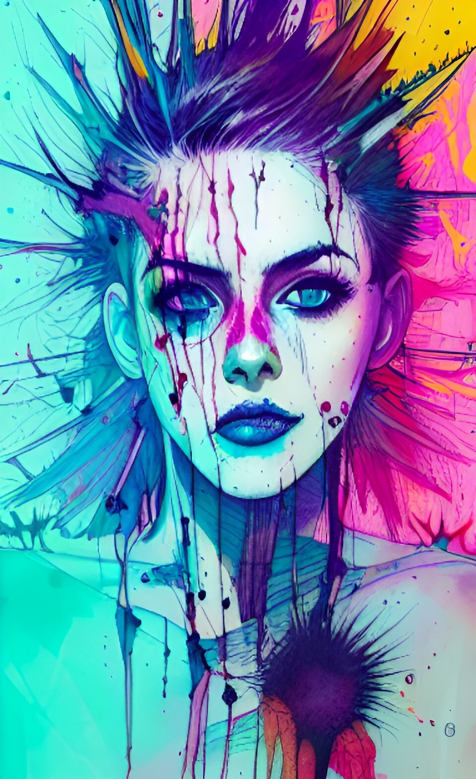 ArtStation - Splash Girl Punky Colored 700 jpg wombo art | Artworks