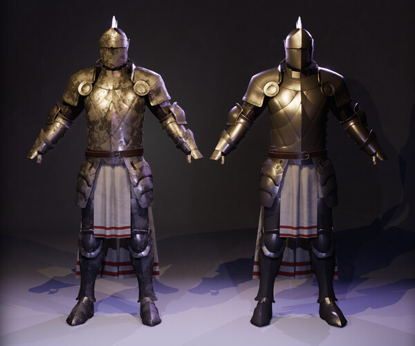 ArtStation - Game Ready Silver Armor Low-poly 3D model | Game Assets