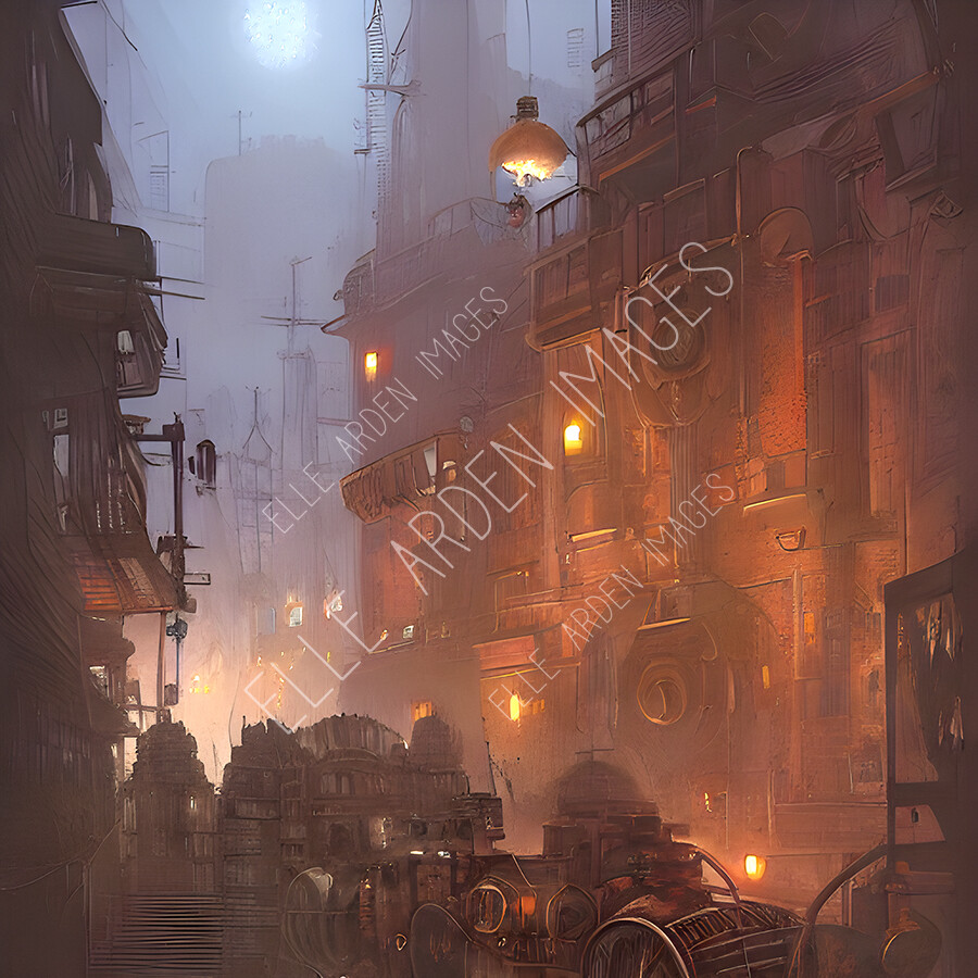 ArtStation - Steampunk City Night | Artworks