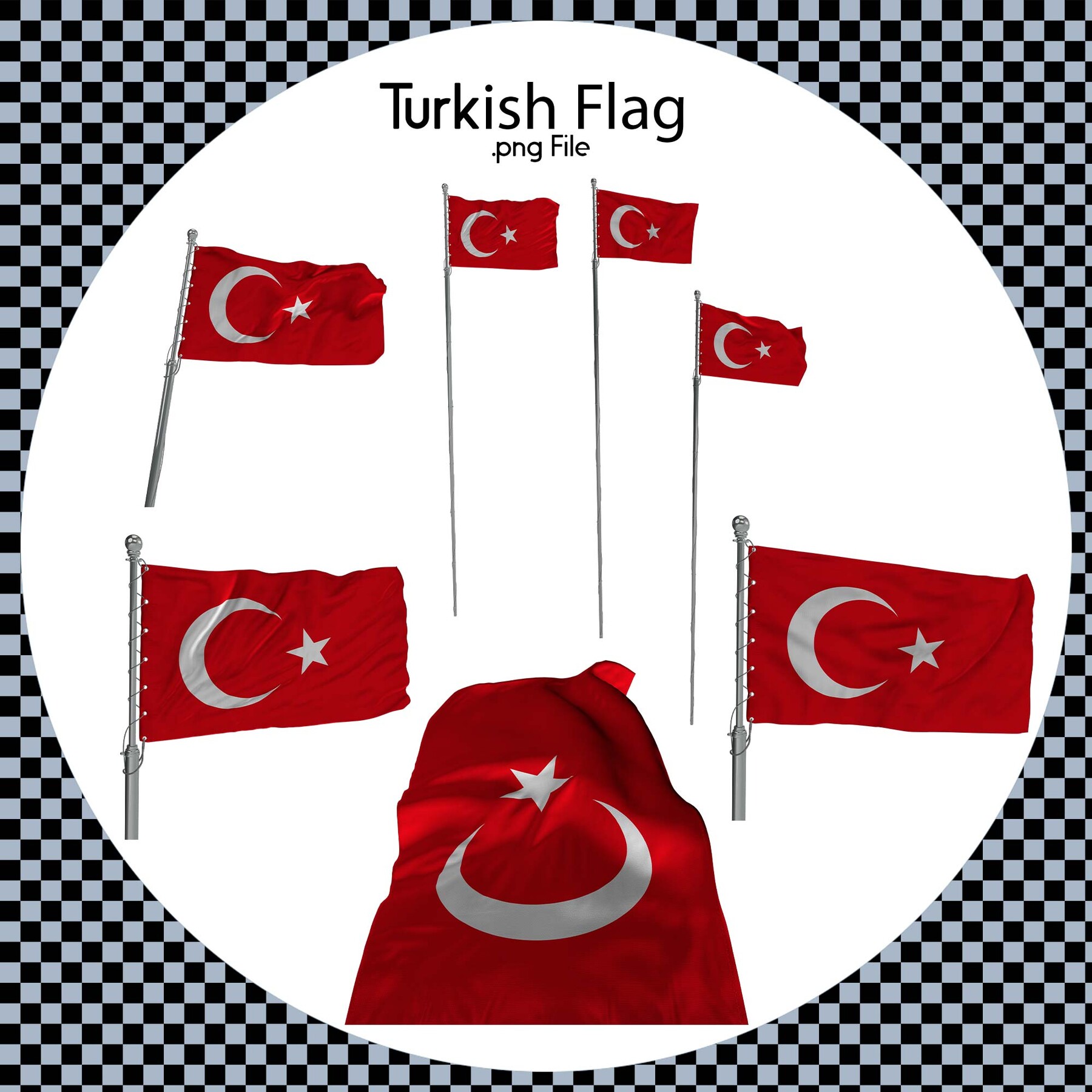 ArtStation - Turkish (.PNG) Flag Set | Resources