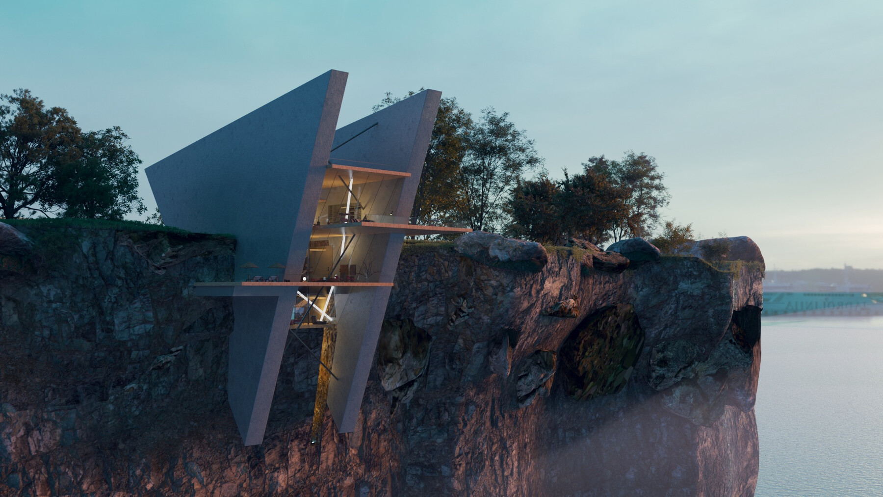 ArtStation - cliff mountain beach house modern architecture | Resources