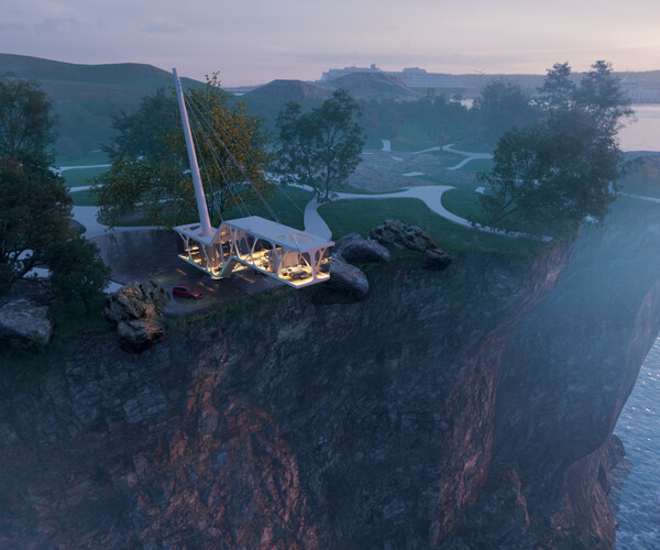 ArtStation - cliff house modern mountain cabin | Resources