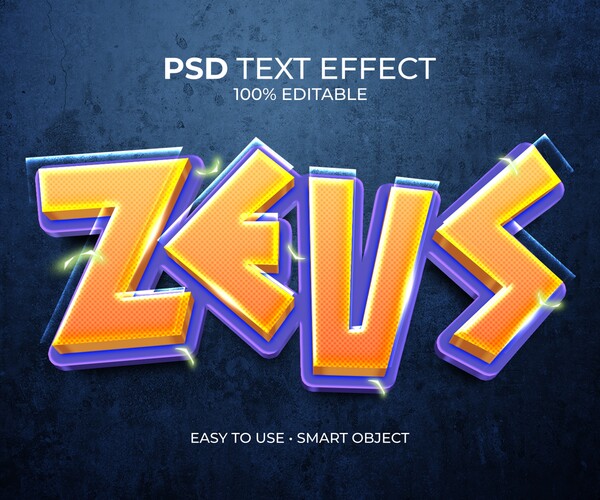 ArtStation - 3D Zeus PSD fully editable text effect. Layer style PSD ...