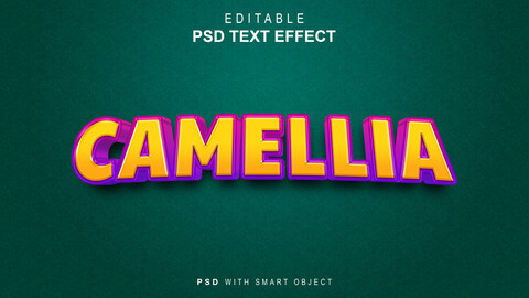 ArtStation - 3D Camellia PSD fully editable text effect. Layer style ...