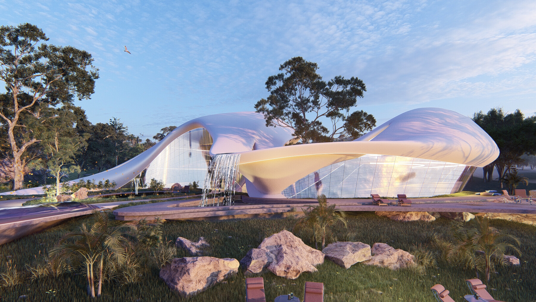 ArtStation - organic form beach villa architecture 3d model revit ...