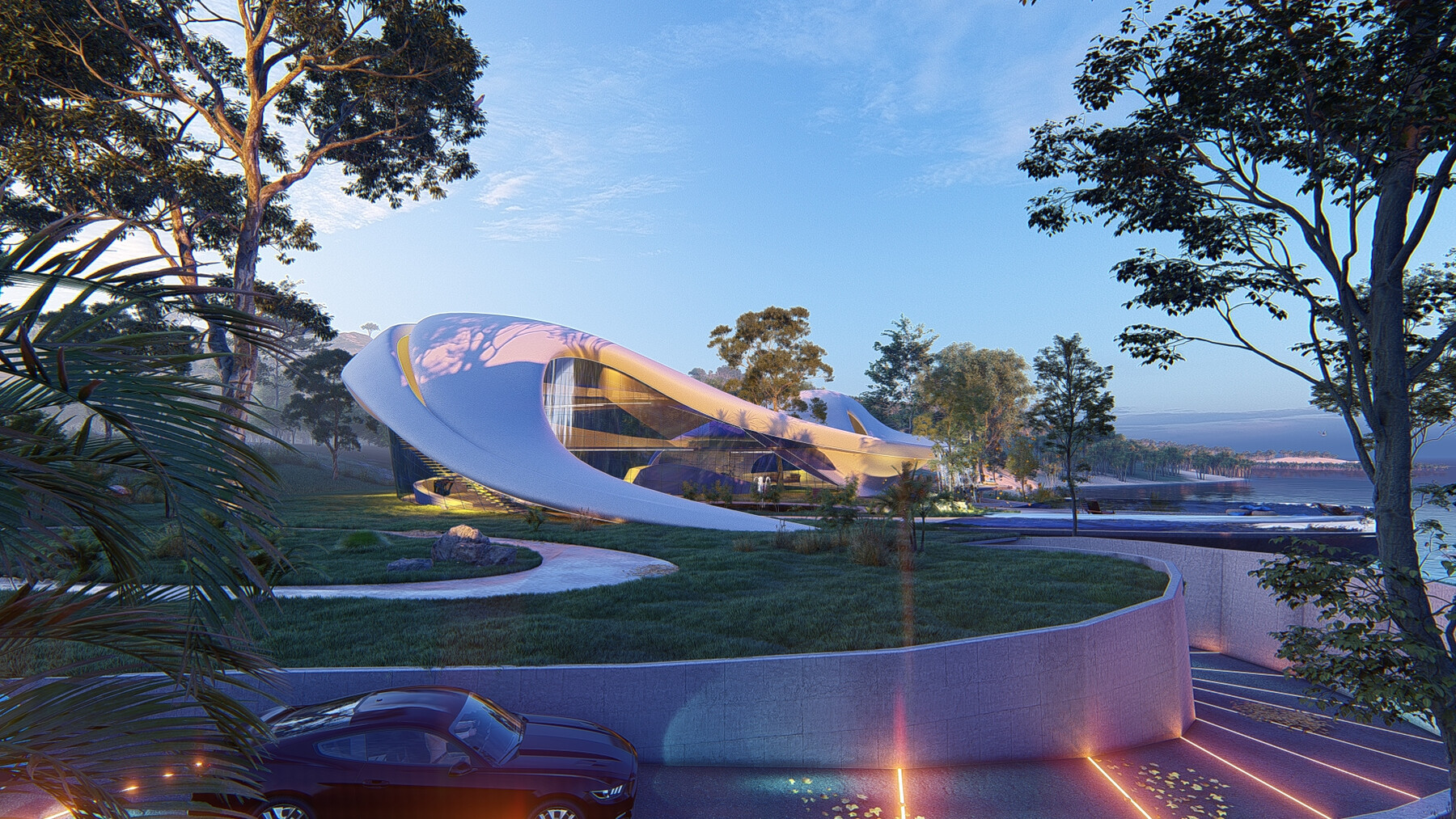 ArtStation - organic form beach villa architecture 3d model revit ...