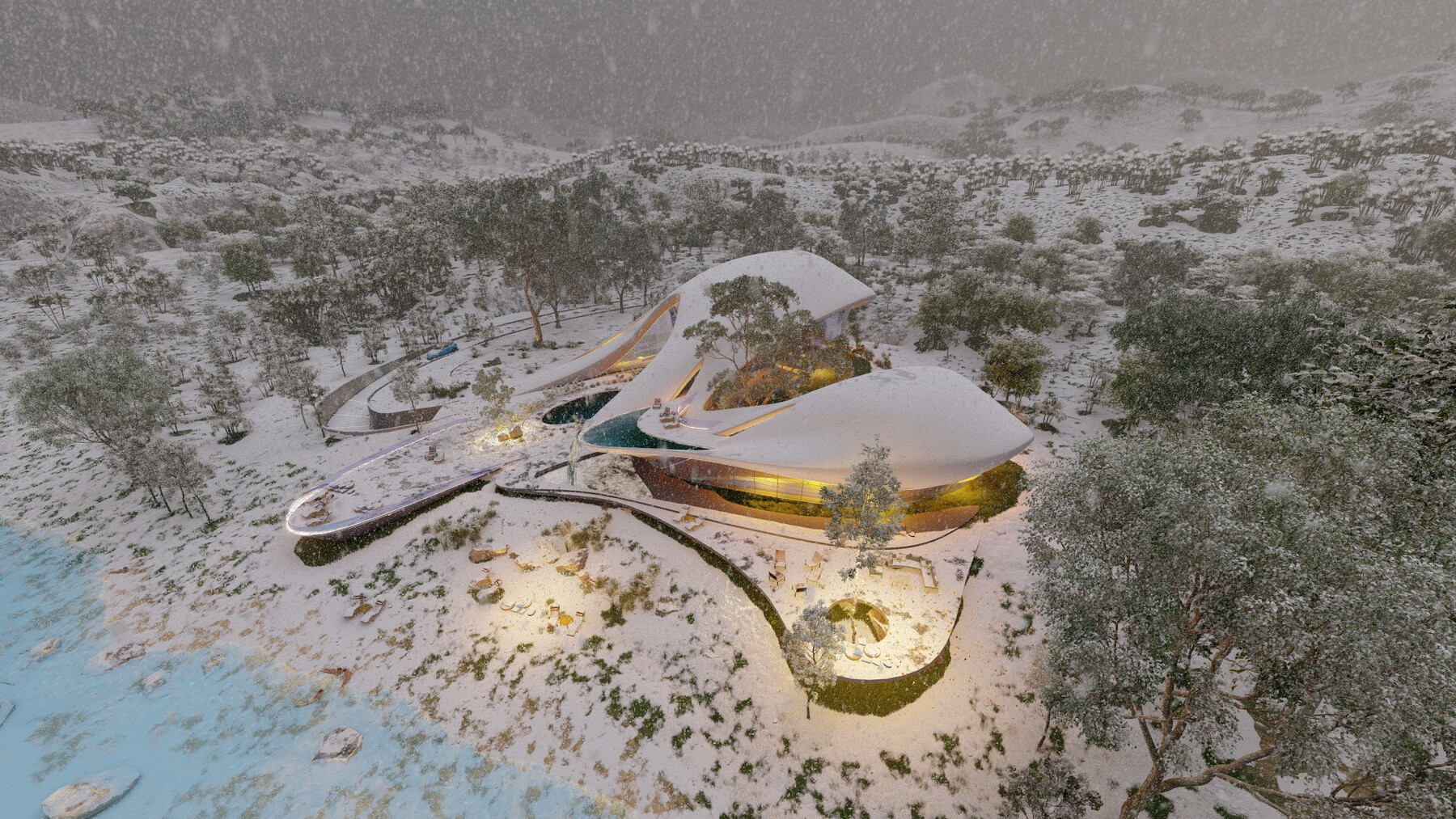 ArtStation - organic form beach villa architecture 3d model revit ...