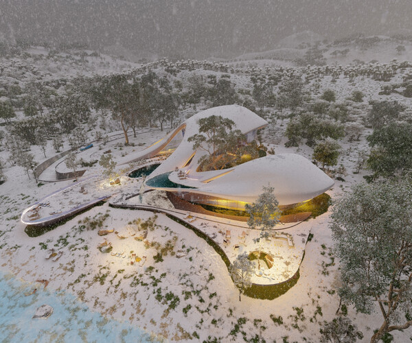 ArtStation - organic form beach villa architecture 3d model revit ...