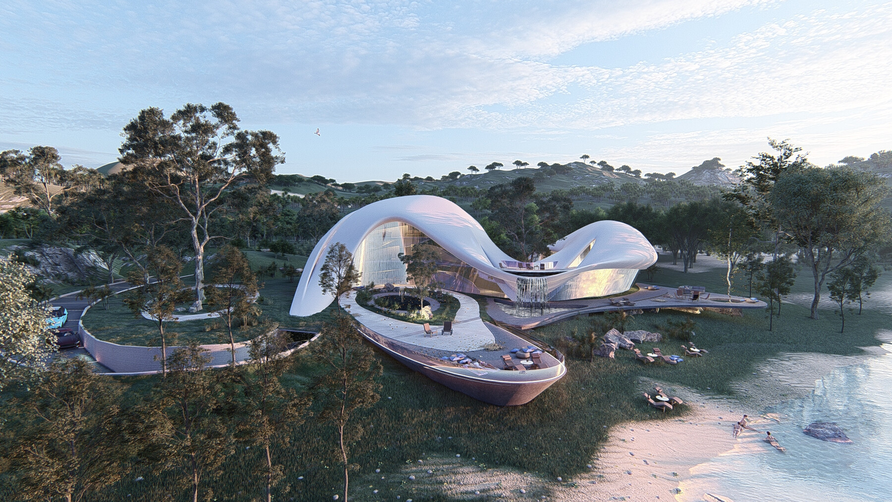 ArtStation - organic form beach villa architecture 3d model revit ...