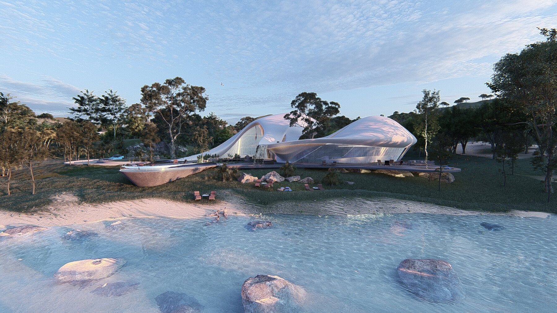 ArtStation - organic form beach villa architecture 3d model revit ...