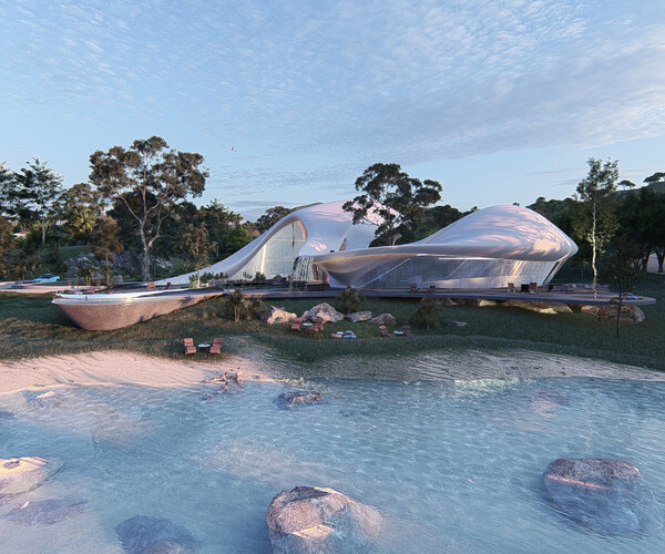 ArtStation - organic form beach villa architecture 3d model revit ...
