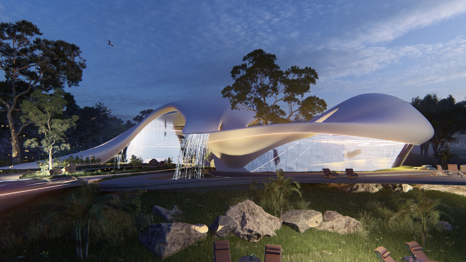 ArtStation - organic form beach villa architecture 3d model revit ...