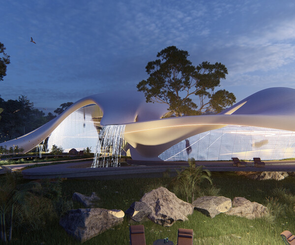 ArtStation - organic form beach villa architecture 3d model revit ...