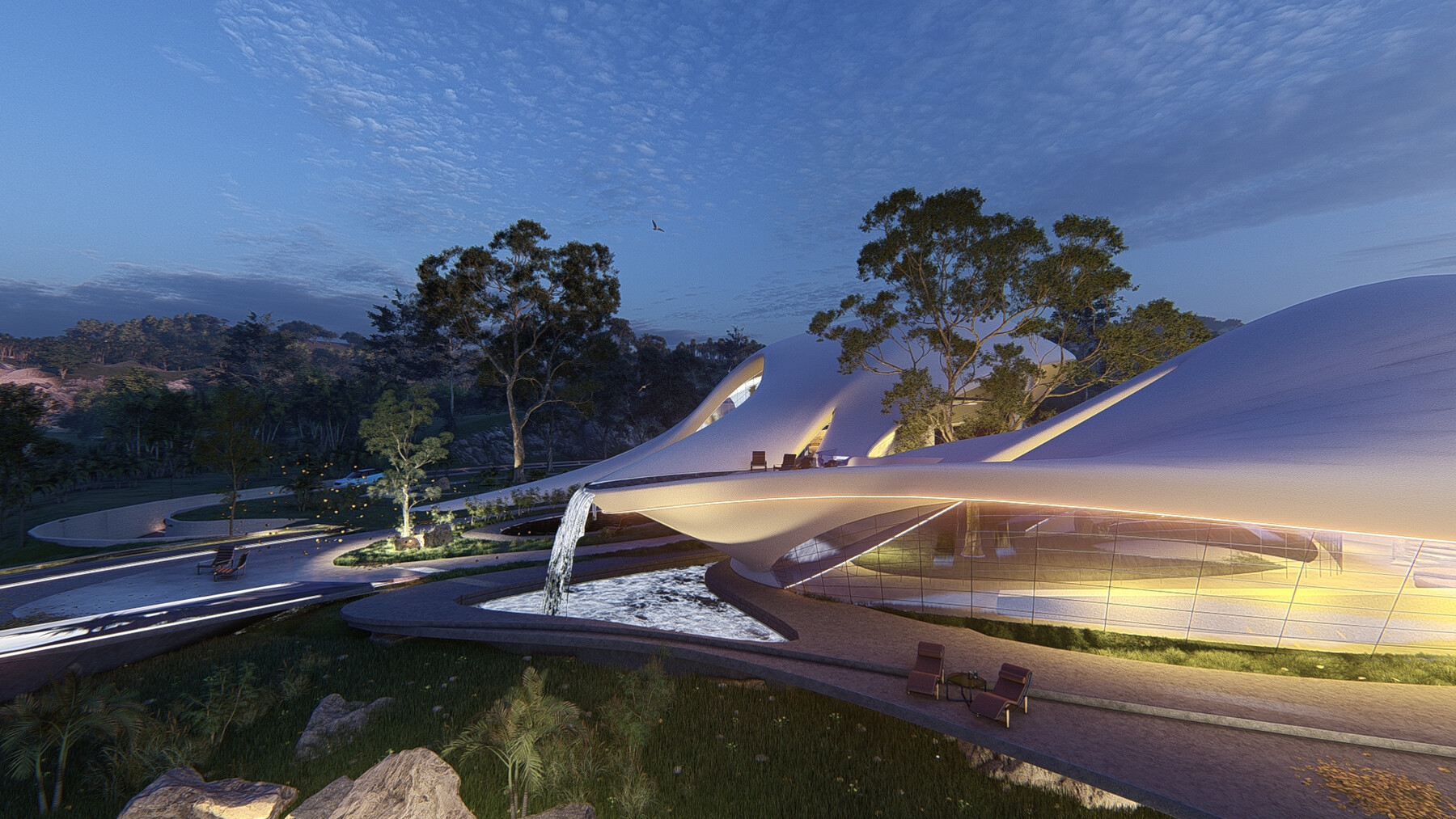 ArtStation - organic form beach villa architecture 3d model revit ...