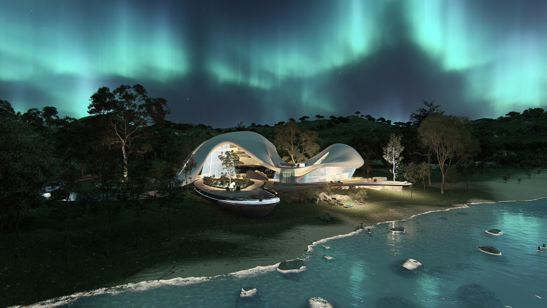 ArtStation - organic form beach villa architecture 3d model revit ...