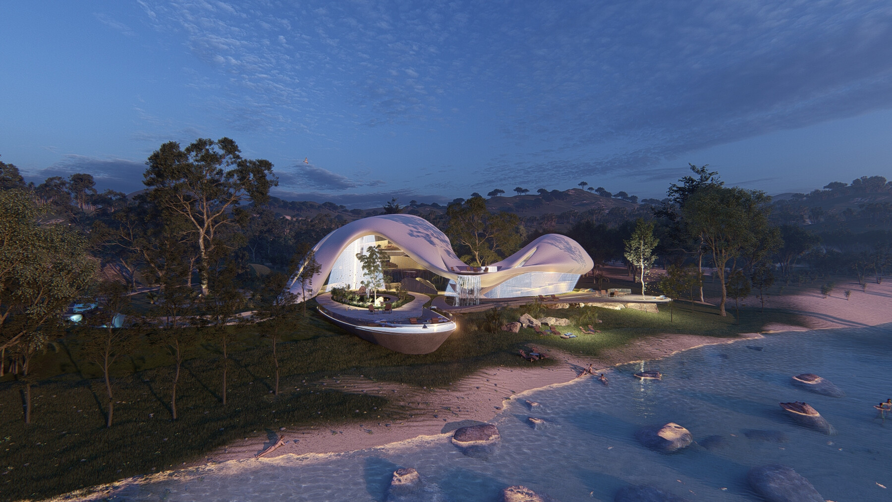 ArtStation - organic form beach villa architecture 3d model revit ...