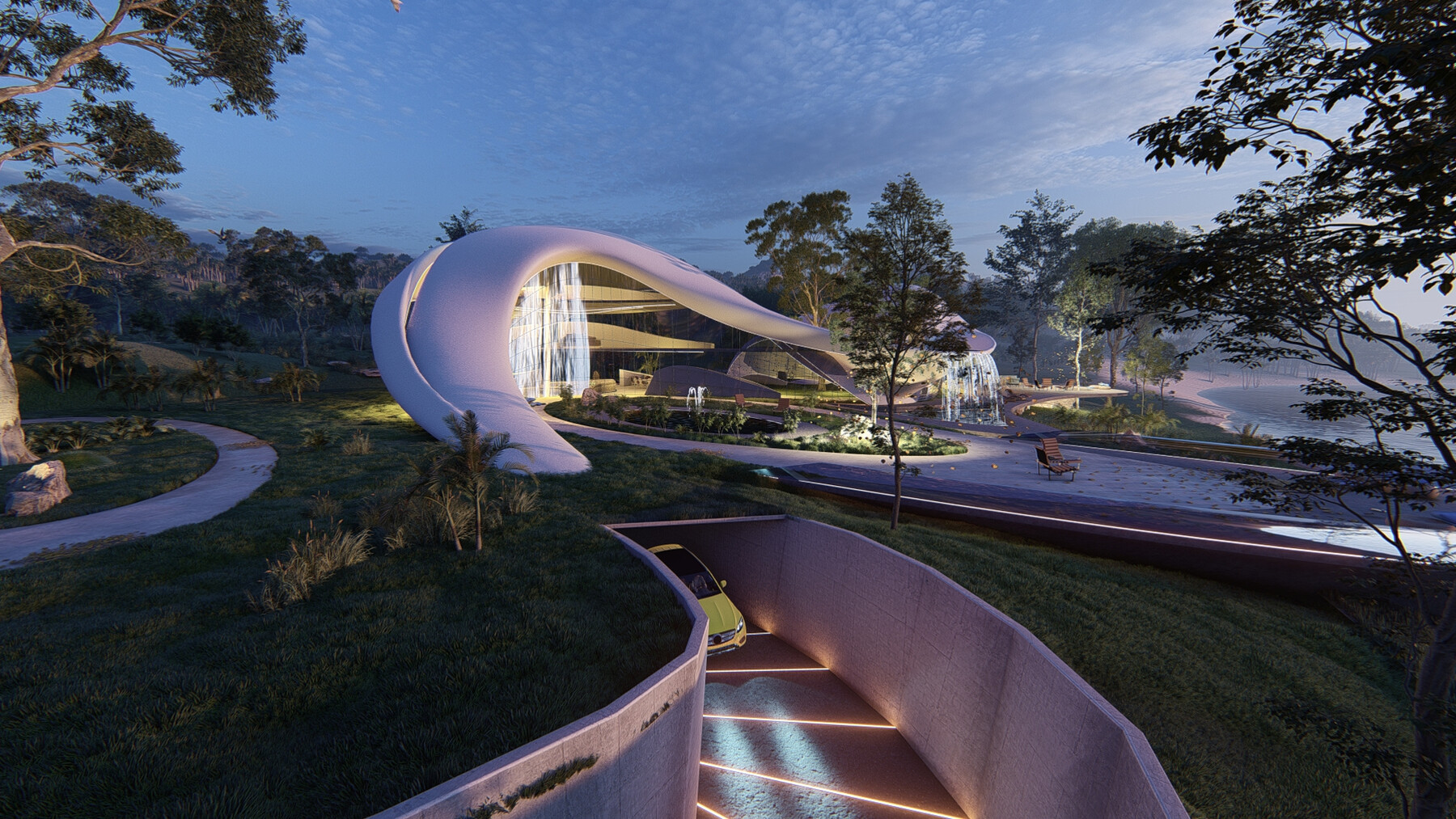 ArtStation - organic form beach villa architecture 3d model revit ...