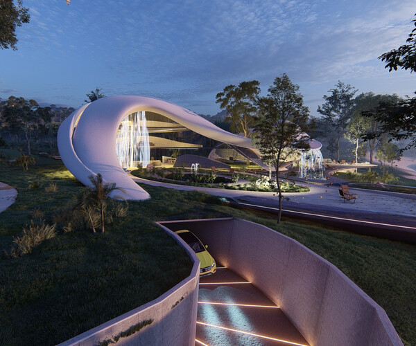 ArtStation - organic form beach villa architecture 3d model revit ...