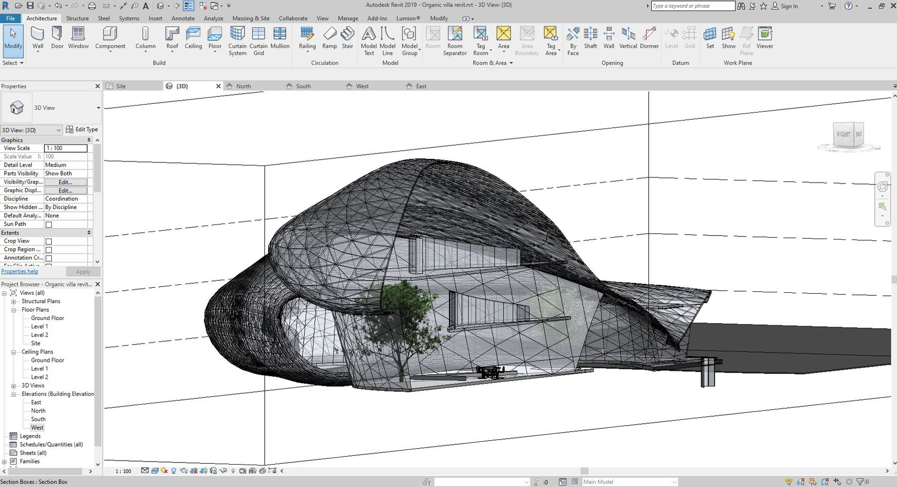 ArtStation - organic form beach villa architecture 3d model revit ...