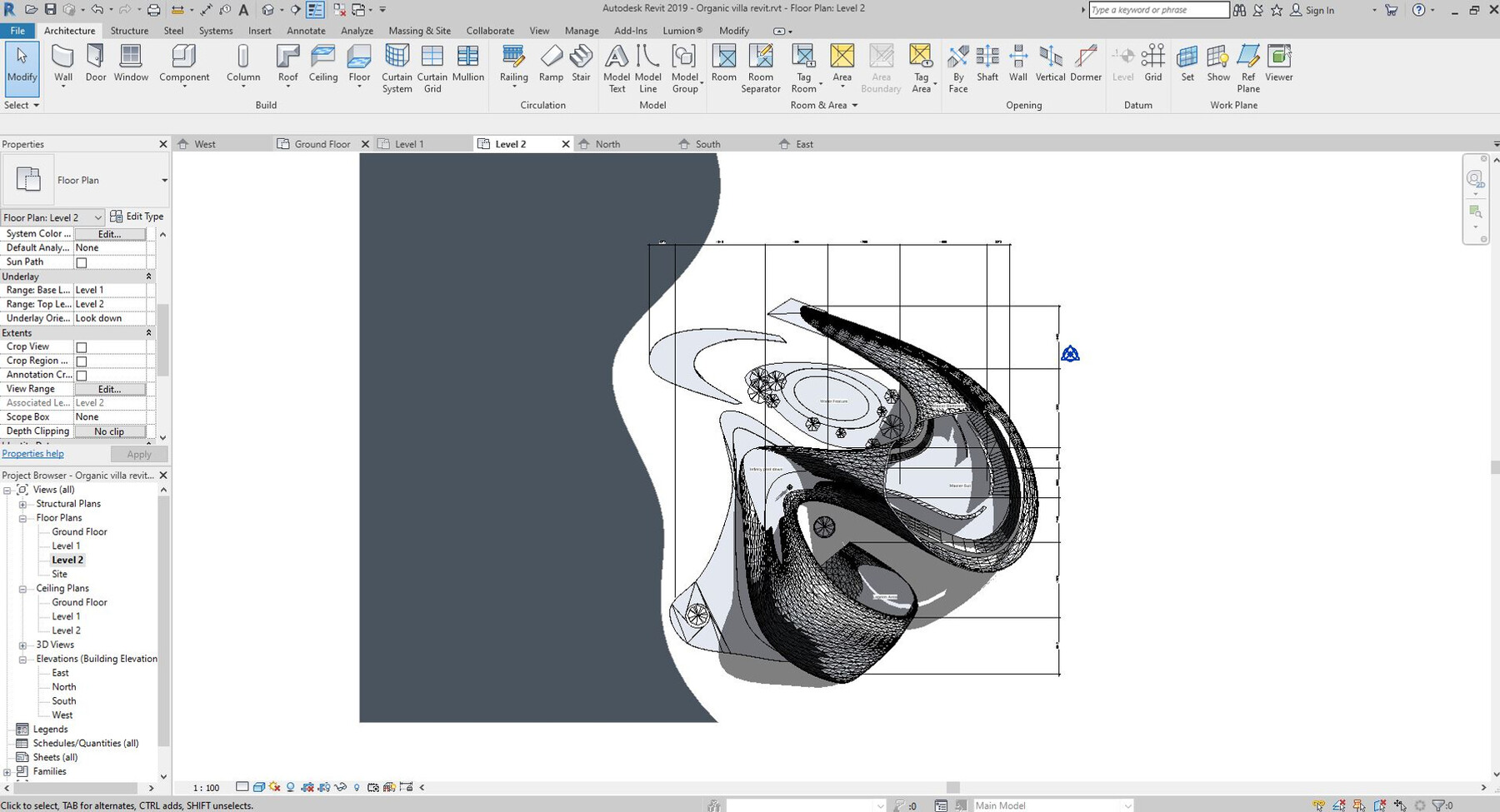 ArtStation - organic form beach villa architecture 3d model revit ...