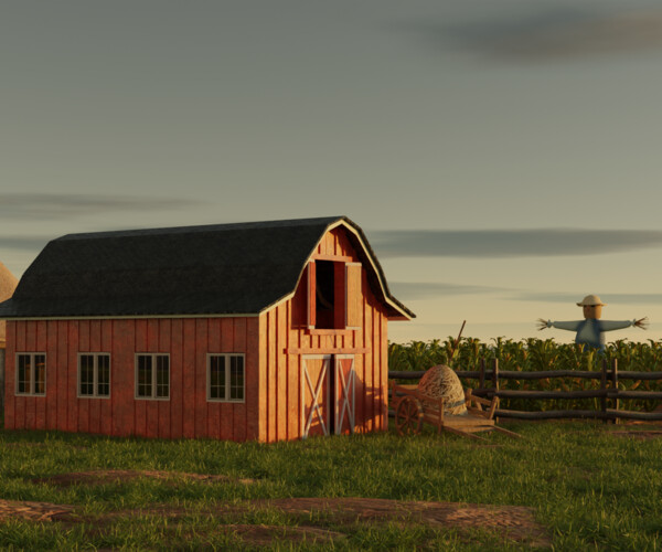 ArtStation - Stylized farm house village scene landscape | Resources
