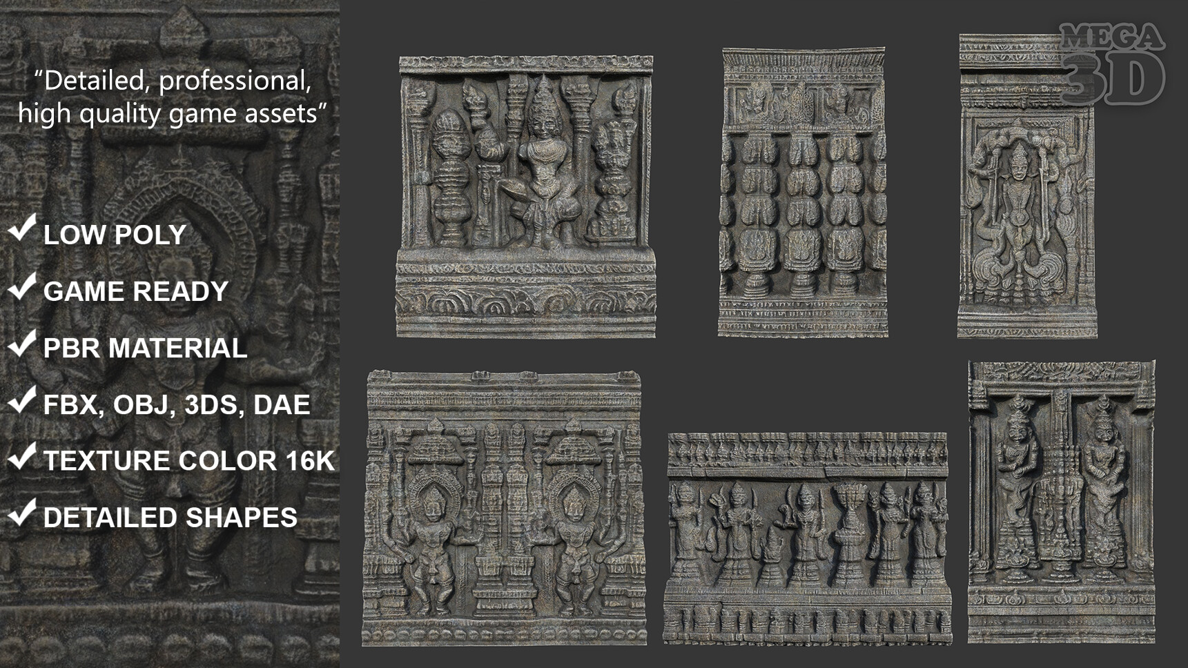ArtStation - Low poly Ancient Hindu Temple Wall modular Ultra HD 16K ...