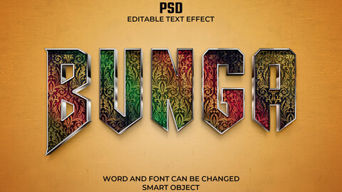 ArtStation - 3D Bunga PSD fully editable text effect. Layer style PSD ...