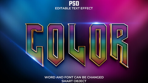 ArtStation - 3D Color PSD fully editable text effect. Layer style PSD ...