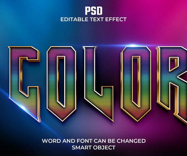 ArtStation - 3D Color PSD fully editable text effect. Layer style PSD ...