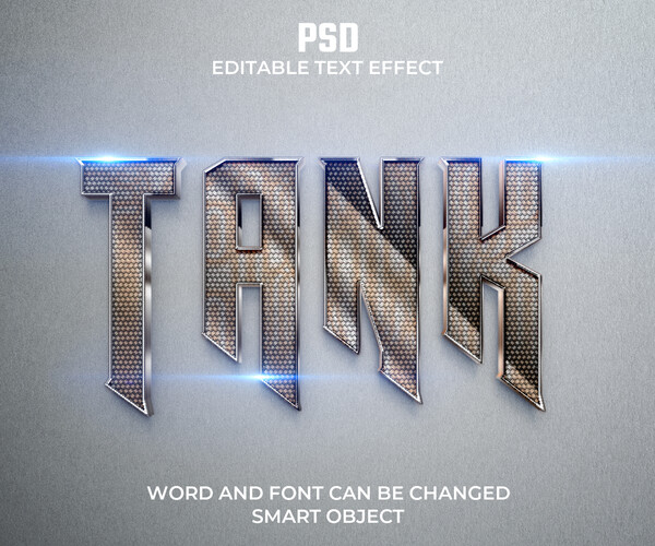 ArtStation - 3D Tank PSD fully editable text effect. Layer style PSD ...