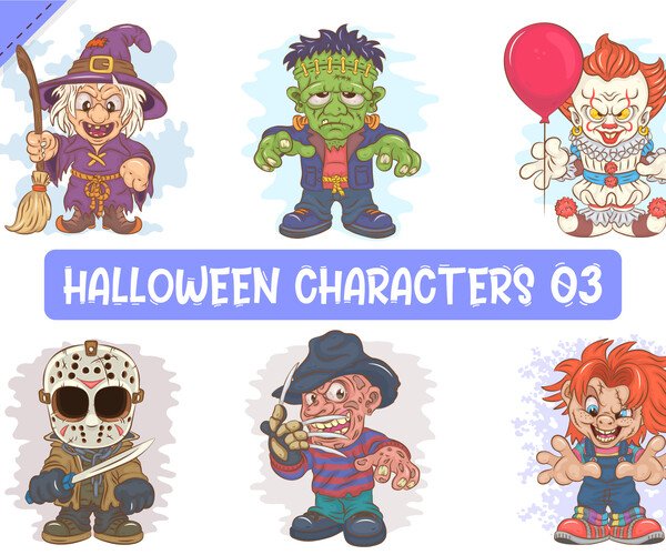 ArtStation - Bundle of Halloween Characters 03. Clipart. | Artworks