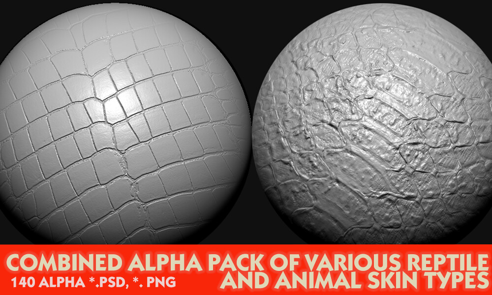 ArtStation - Combined alpha package of various reptile and animal skin ...