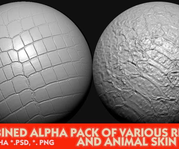 ArtStation - Combined alpha package of various reptile and animal skin ...