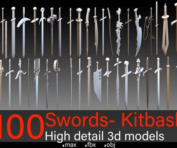 ArtStation - 100 Swords- Kitbash- High detail 3d models | Resources