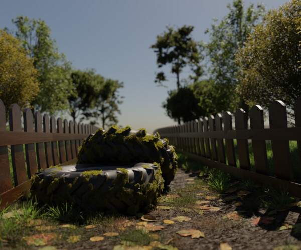 ArtStation - Realistic landscape road scene with tires | Resources