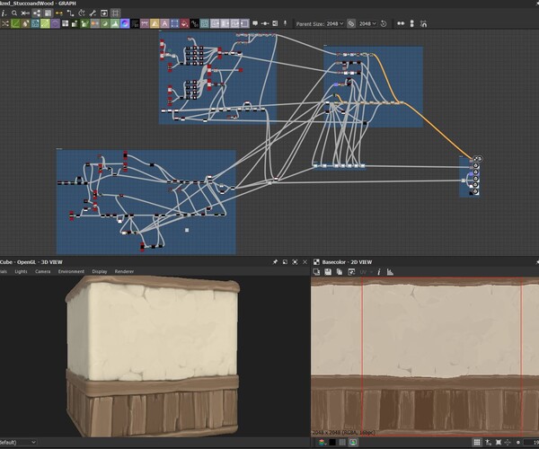 ArtStation - Stylized Stucco and Wood - Substance 3D Designer | Game Assets