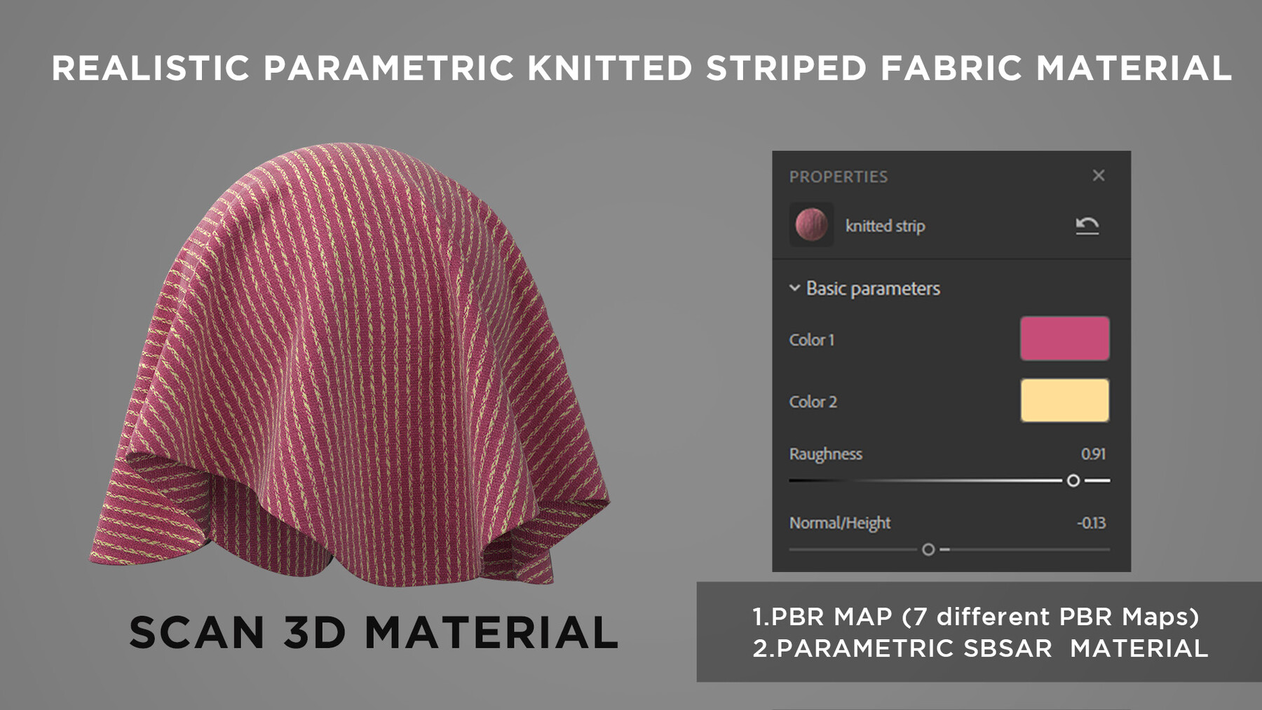 ArtStation - REALISTIC PARAMETRIC KNITTED STRIPED FABRIC MATERIAL ...