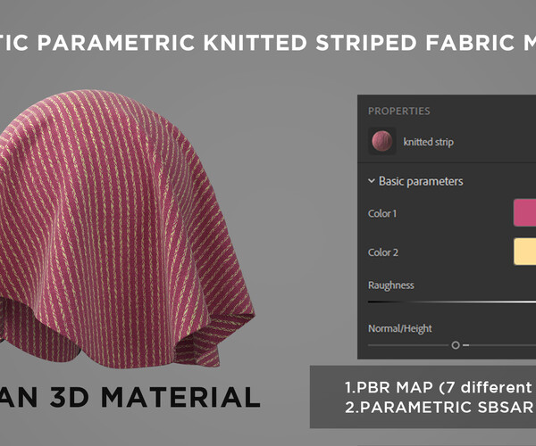ArtStation - REALISTIC PARAMETRIC KNITTED STRIPED FABRIC MATERIAL ...