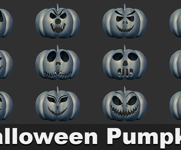 ArtStation - 12 Halloween Pumpkin Base Mesh Vol 3 | Resources