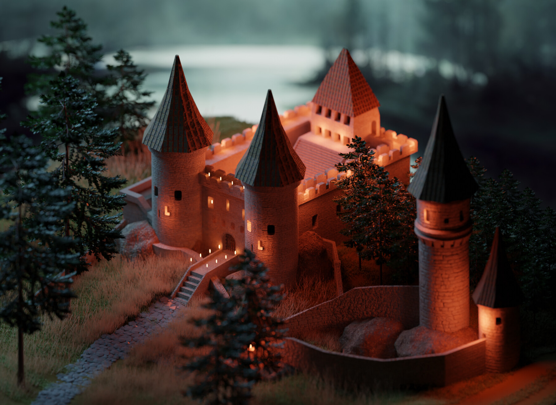 ArtStation - 3d Lowpoly Medieval Castle | Game Assets