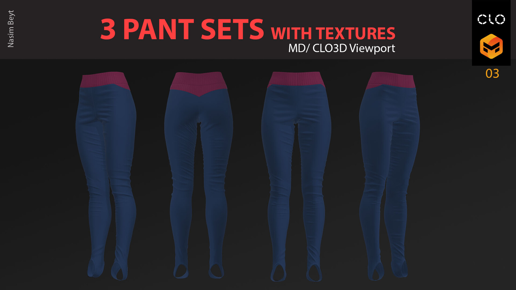 ArtStation - 3 Different Female's Pant Sets (VOL 01) with Texture ...