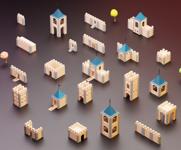 ArtStation - Low Poly Castle - Kitbash | Game Assets