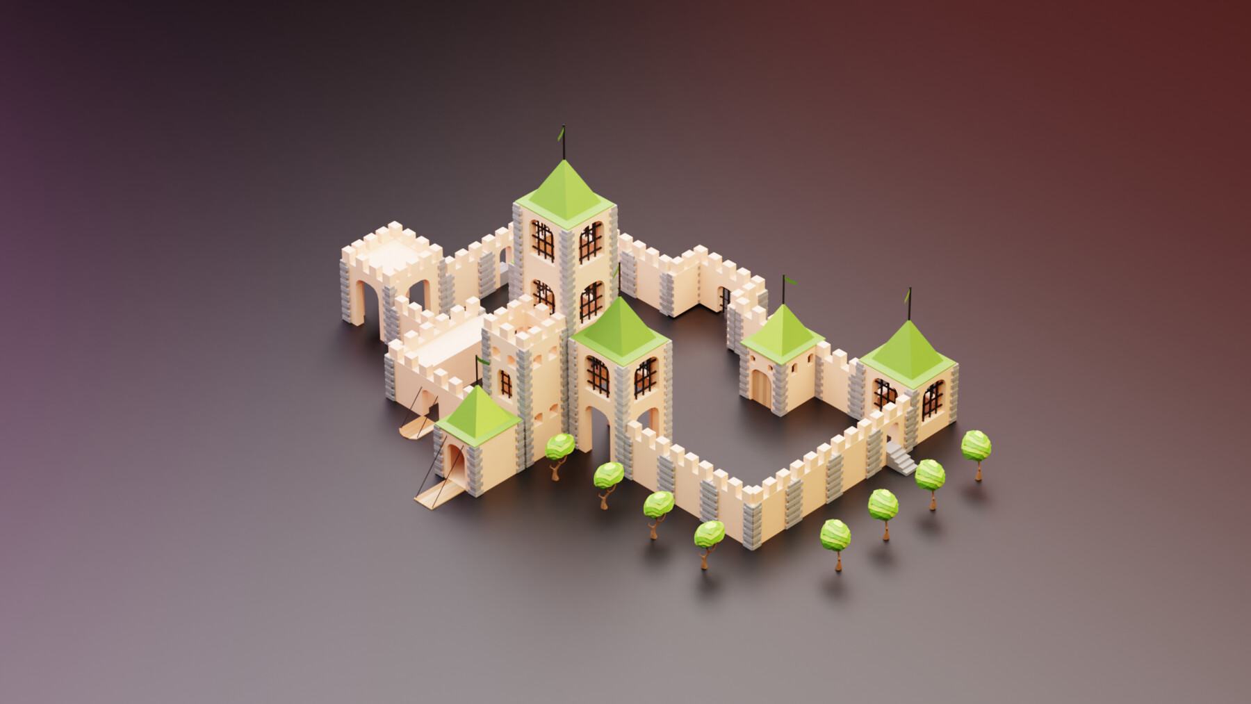 ArtStation - Low Poly Castle - Kitbash | Game Assets